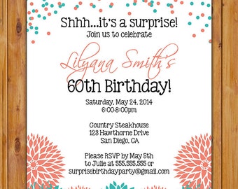 Fall Surprise Floral Birthday Chevron Invite Flower by scadesigns