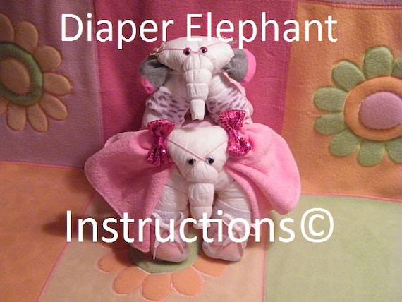 Learn to make Elephants from diapers by DiaperZooDesigns on Etsy