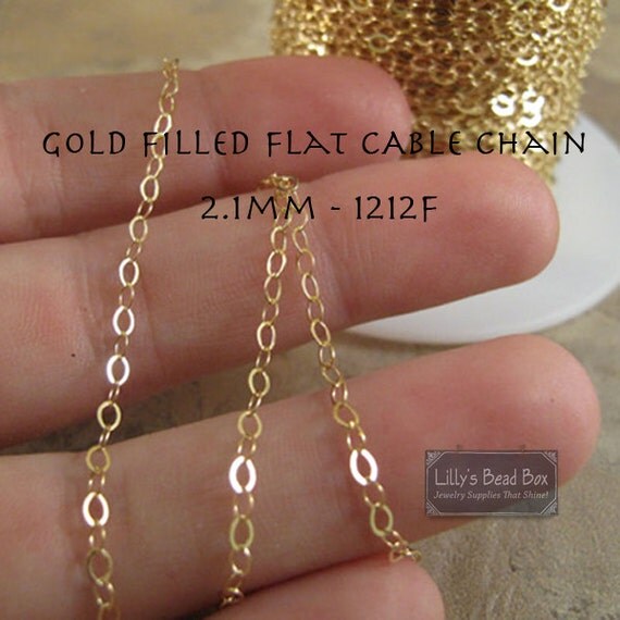 Gold Cable Chain 2 Feet Gold Filled Flattened by LillysBeadBox