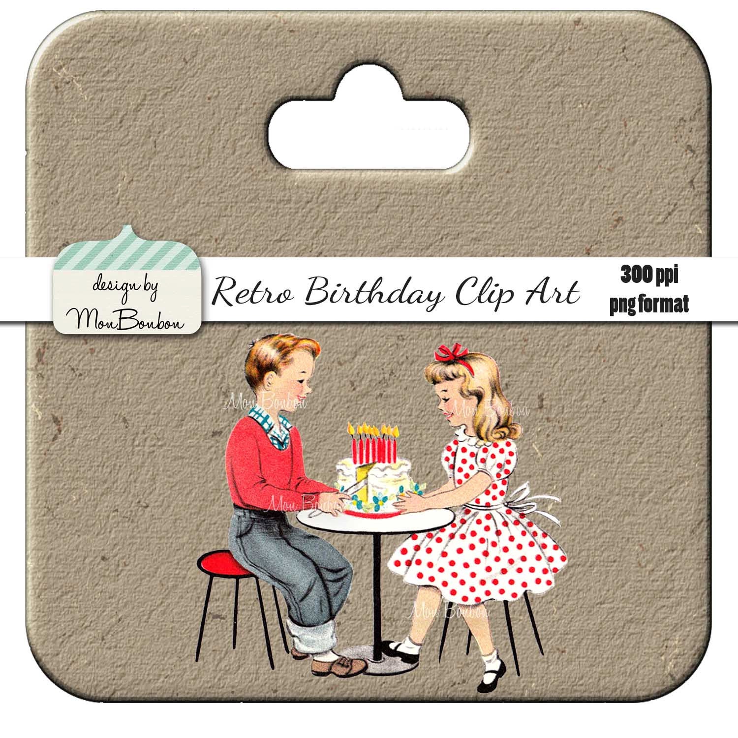 Retro Birthday Clip Art Use for Party Invitations Cards