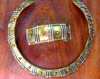Vintage Brass Neck Piece/Torque w Matching Bracelet 1990's Worn to ...
