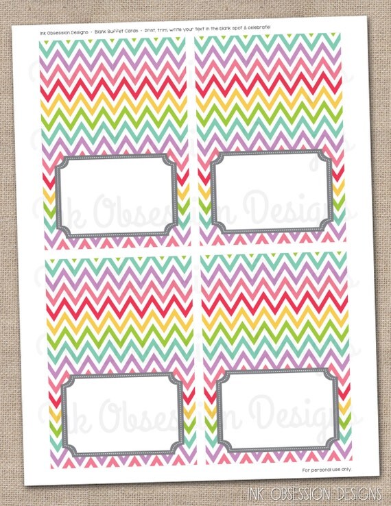 Rainbow Chevron Stripes Blank Printable by InkObsessionDesigns
