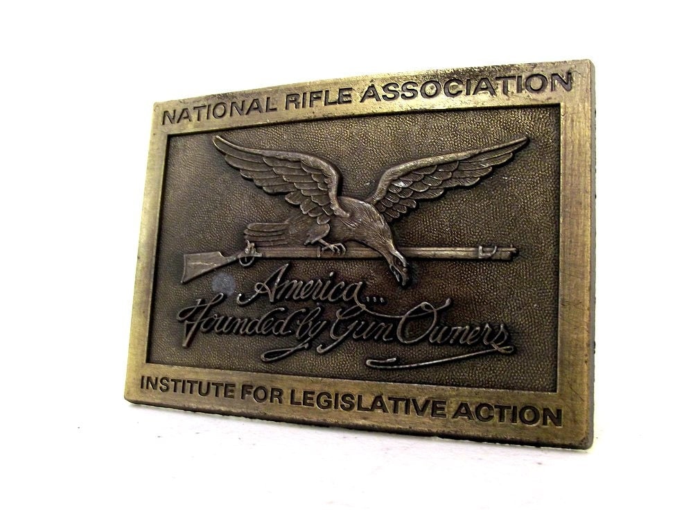 Vintage National Rifle Association brass belt buckle with eagle and ...