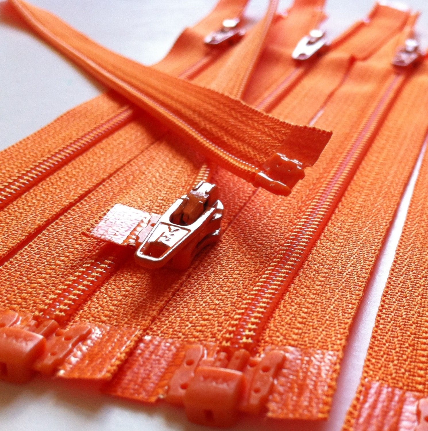 3mm Nylon Coil YKK Separating Zippers Color 006 Orange 5pcs