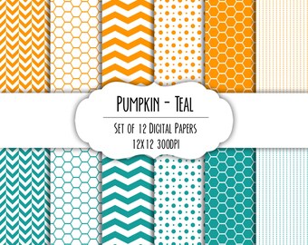 Baby Boy Digital Scrapbook Paper 12x12 Pack Set of 12
