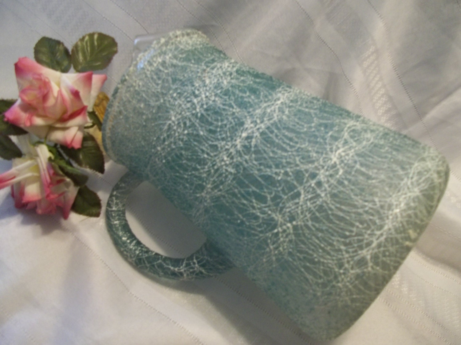 Excellent Spaghetti Splatter Glass Serving Pitcher Pale Aqua – Kitchen ...