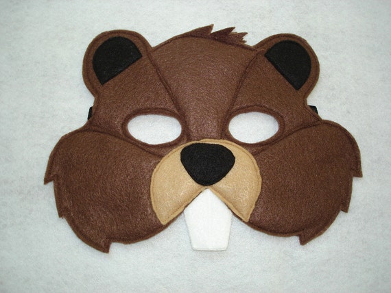 Children's BEAVER Felt Woodland Animal Mask by magicalattic