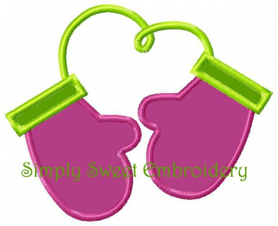 Mittens Machine Embroidery Applique Design by SimplySweetEmbroider