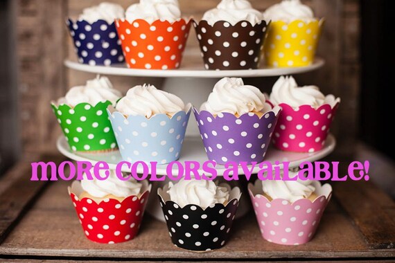 12 Hot Pink Polka Dot Cupcake Wrappers Hot by getthepartystarted