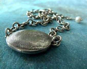 Your Fingerprint Silver Bracelet . Personalized Fine Silver Fingerprint ...