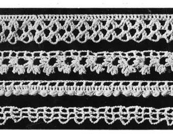 Crochet Handkerchief Lace Edgings Pattern 3 Designs Vintage