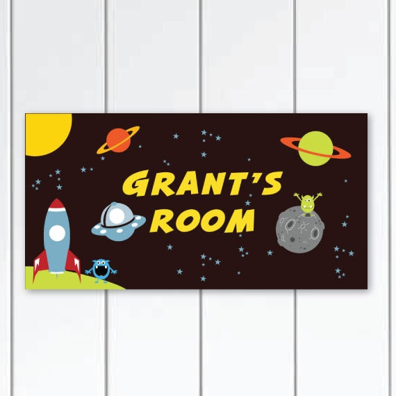 Outer-space Personalized DOOR SIGN Plaque for Boys Children