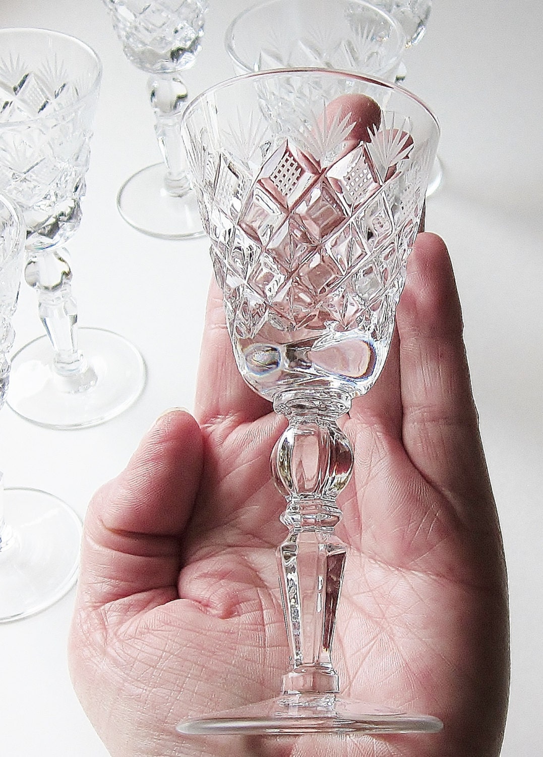 Russian Crystal Long Stem Shot Glasses Cordial Set Gus