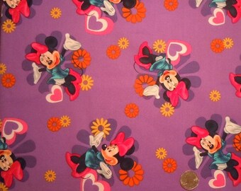 Minnie Mouse Fabric, Purple Scrap Fabric