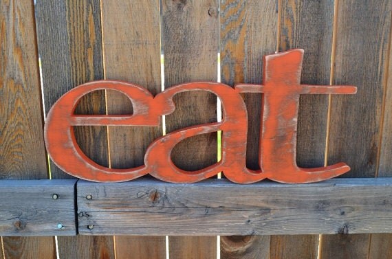 Eat Sign Large Kitchen Wall Words Wooden