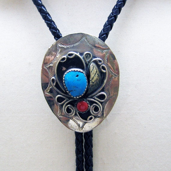 Sterling Turquoise Modern Native American Bolo Tie