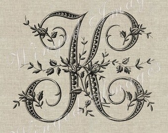 Antique French Monogram Letter B Instant Download by WingedImages