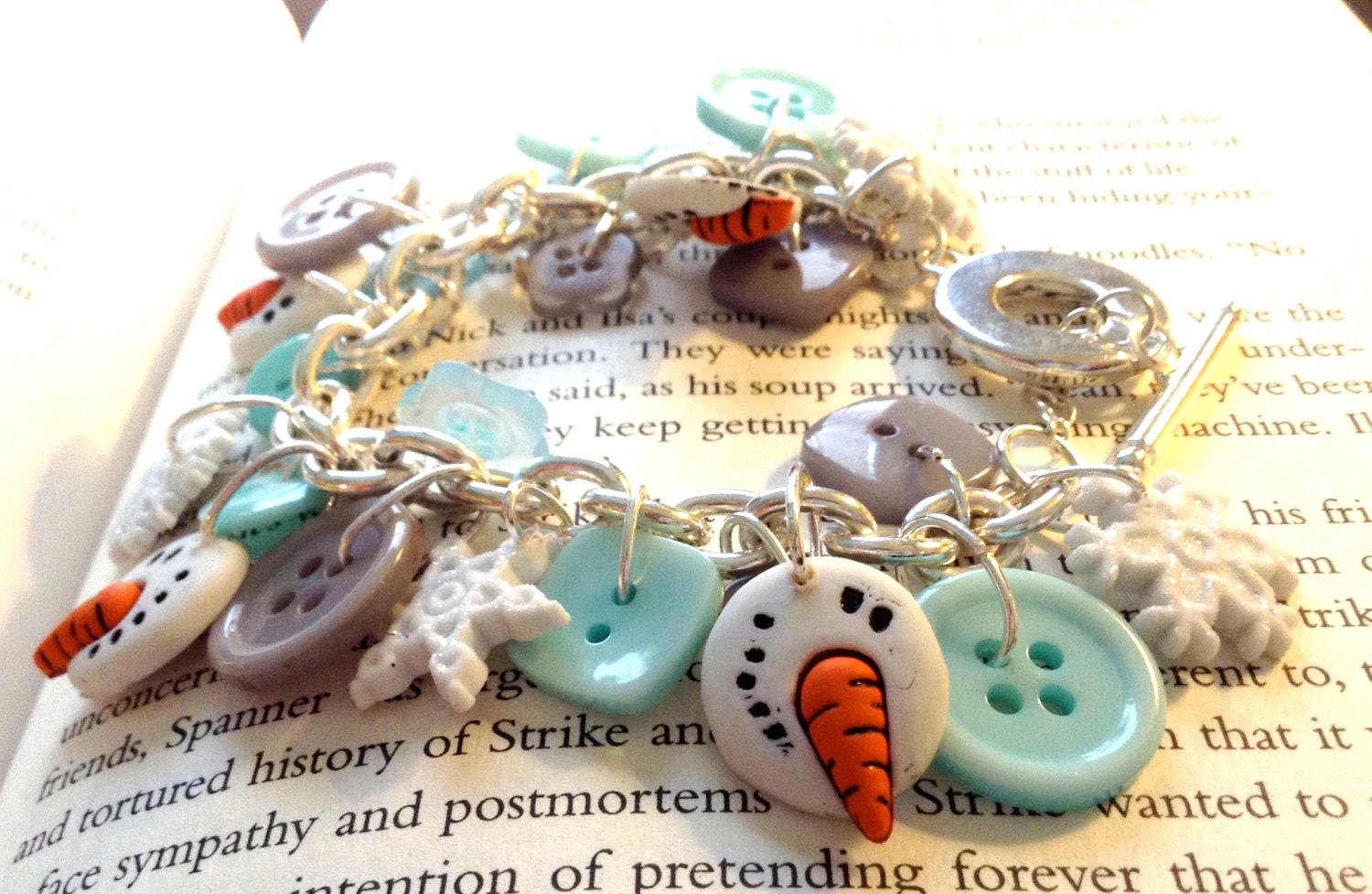 Snowman Button Charm Bracelet