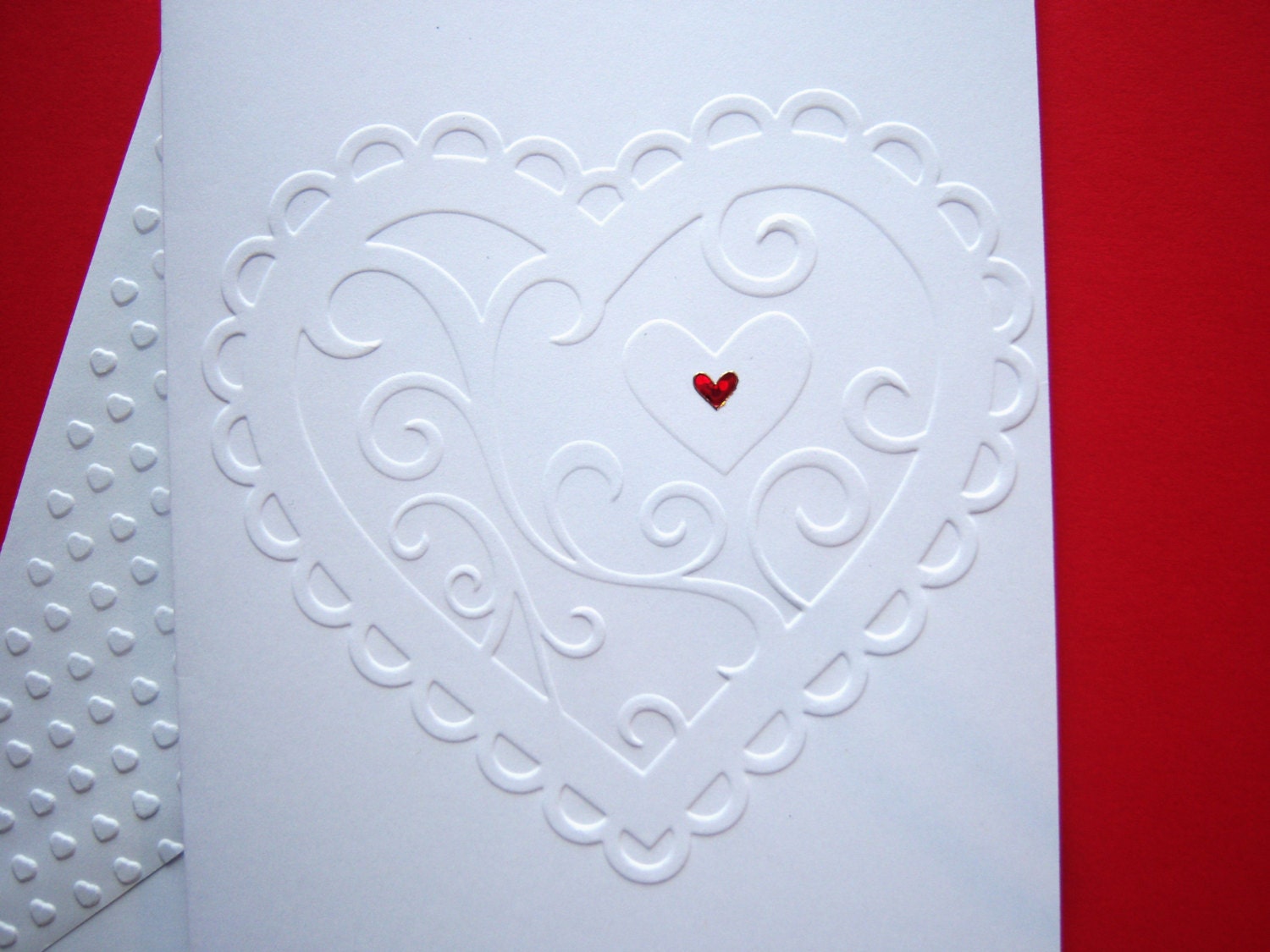 Set of 6 Embossed Lace Heart Valentine Cards