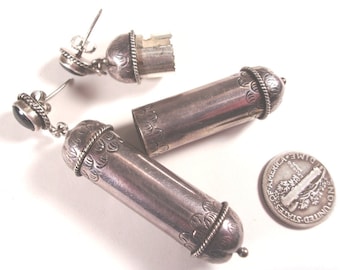 Vintage Sterling Silver Long Dangle Earrings,Native Tribal,Tube ...