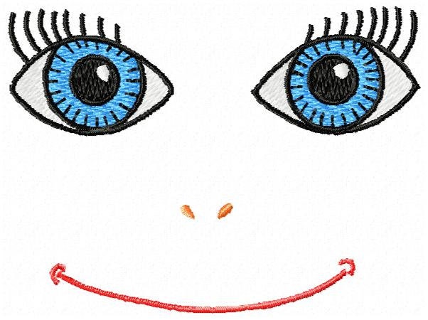 Doll Face Embroidery Design Instant by JEmbroiderynApplique