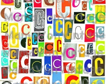 Magazine Letter Collage, Letter C, Printable, Digital Download