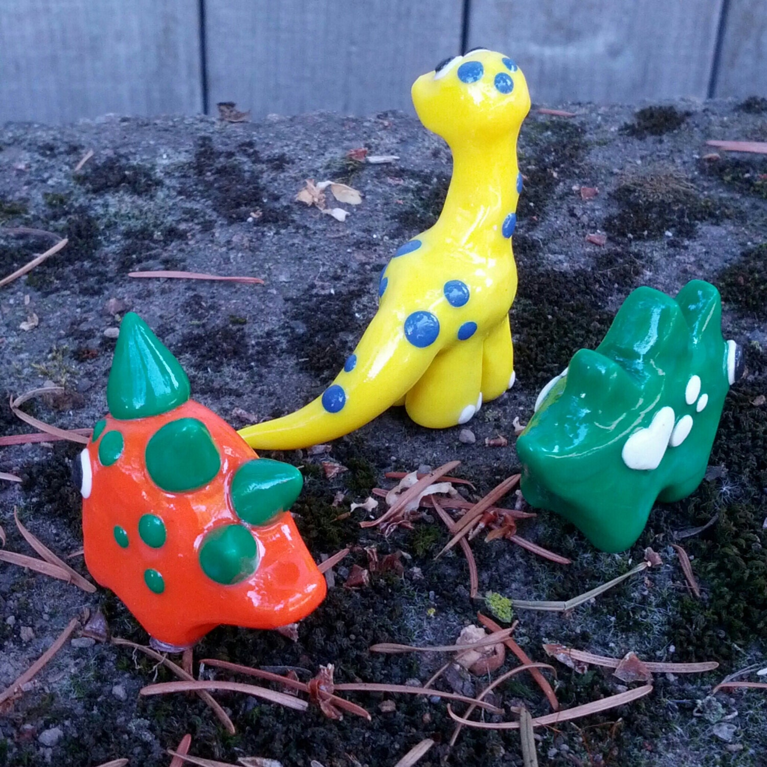 Dinosaur Figurine Set by AshweatherFibreArts on Etsy