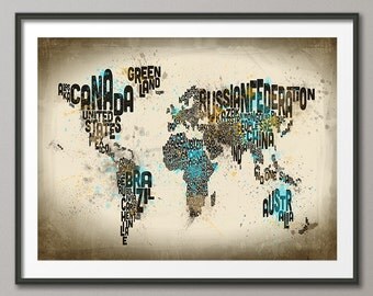 Typography Map of Africa Map Text Art Print 106 by artPause
