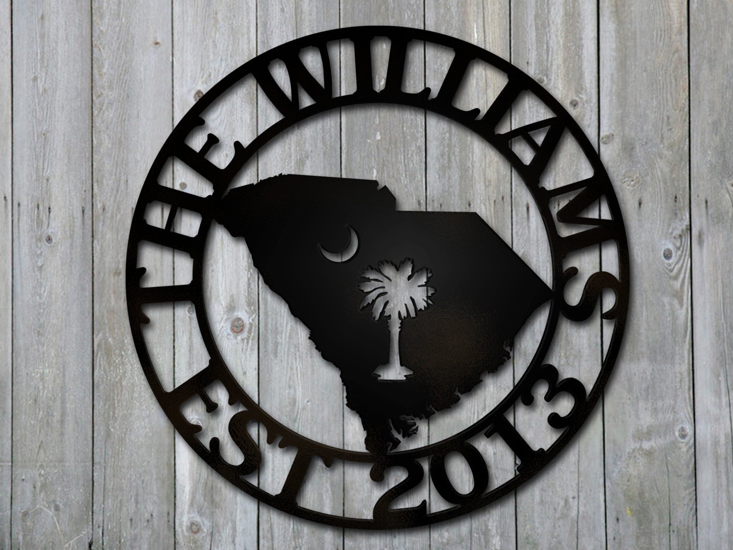 Custom South Carolina State Palmetto Moon Plaque House Steel