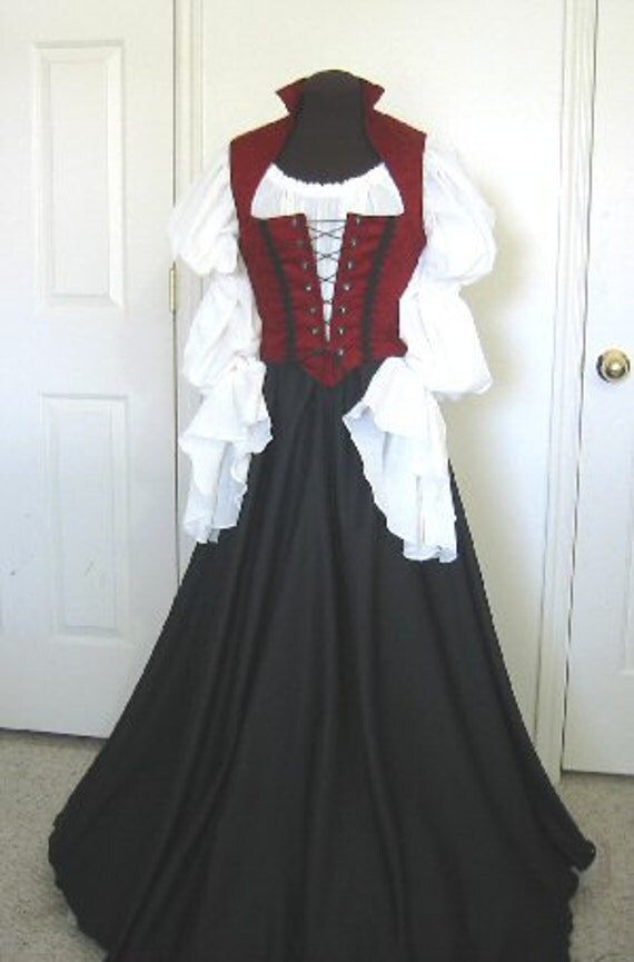 Lady Pirate Renaissance Costume 3-Piece set made to fit YOU