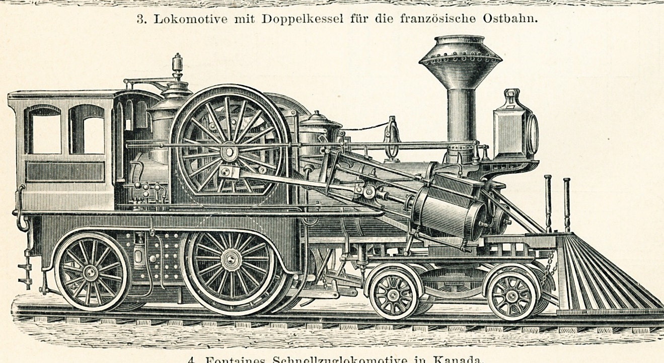 Locomotive print steam engines print Lentz locomotive trains