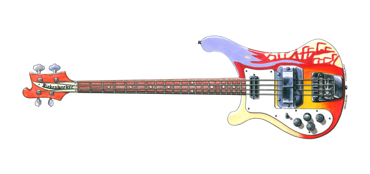Paul McCartney's 1964 Rickenbacker 4001S by GMorganIllustration