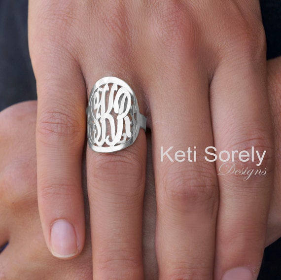 Monogram Ring Large Initials Ring Personalized Initials