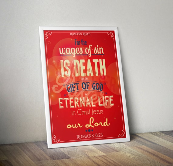 Romans 6:23 Bible Verse Retro Vintage by RedLetterPosters on Etsy