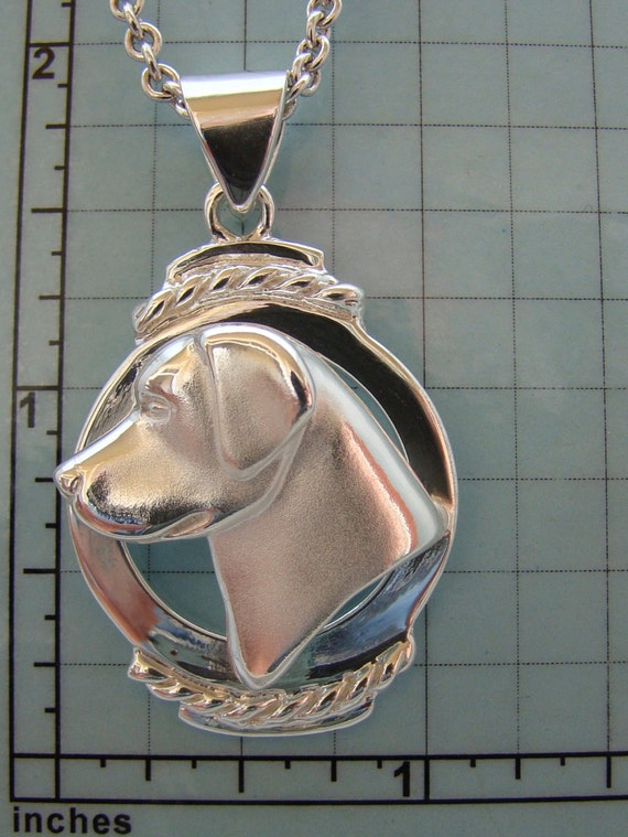 Large Sterling Silver Labrador Retriever Head Study On A