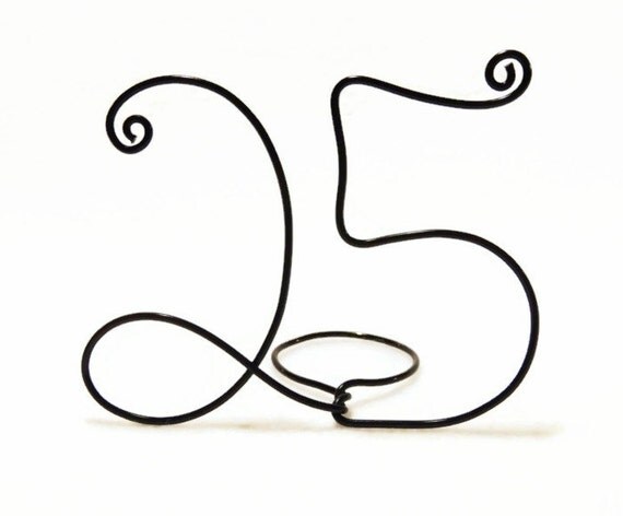 25th Anniversary/ Birthday Wire Number Cake Topper Silver