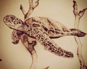 Items similar to Woodburned Honu sea turtle pyrography on Etsy