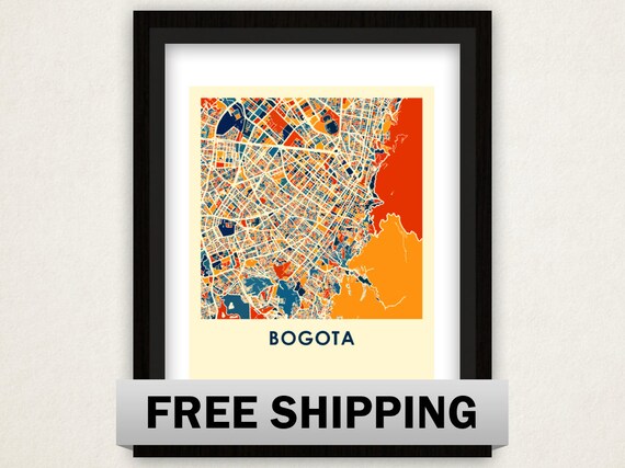 Bogota Map Print Full Color Map Poster by iLikeMaps on Etsy