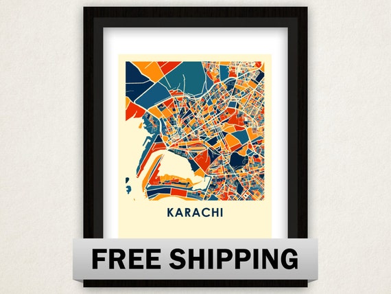 Karachi Map Print Full Color Map Poster by iLikeMaps on Etsy