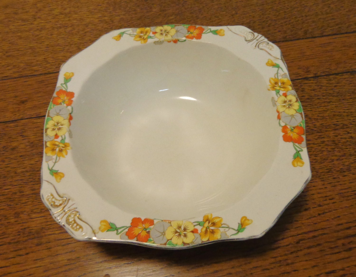 Alfred Meakin small serving bowl nasturtins pansies Tina pattern 1930s ...