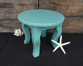 Wood Step Stool ~ Distressed Shabby Chic Lagoon Teal Turquoise ~ Retro ...