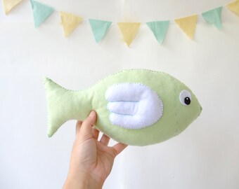 Felt fish Stuffed Toy, light green and white , Fish Toy, Nursery decor ...