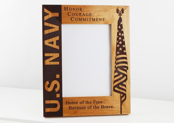 U.S. Navy Engraved Wood Frame displays 5 x 7 photo