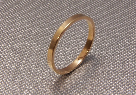 14 Karat Yellow or Pink Gold 2mm wide Solid Skinny wedding