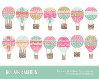 Digital Clip Art "HOT AIR BALLOON" for scrapbooking, card, invites.