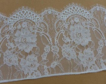 Lace Trim Bridal Fabric Chiffon Wedding Beaded by prettylaceshop