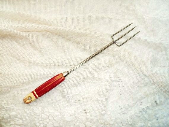 Long Kitchen Fork – Made in US America- Red & Ivory Wood Handle ...