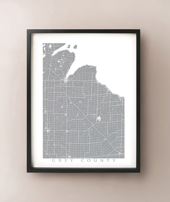 Grey County Map Print - Ontario Art - Canada Poster - Choose size and ...