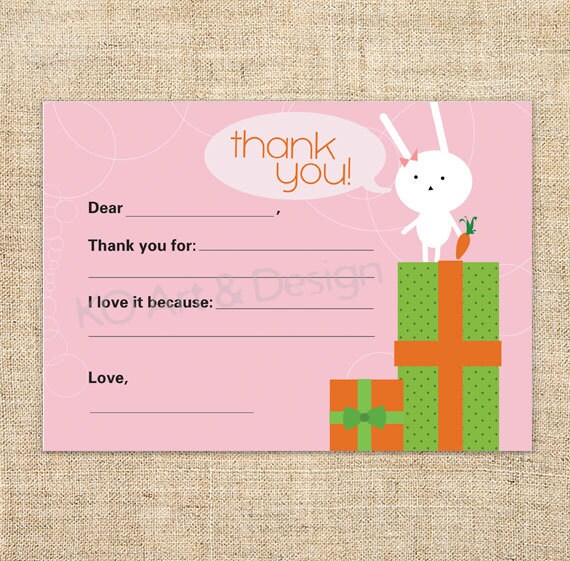 Cute Printable Thank You Note Card Template for Boys and
