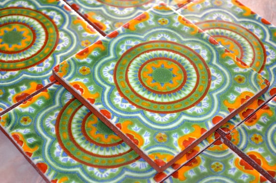 90 Mexican Talavera Tiles. Hand made-Hand painted by MexicanTiles